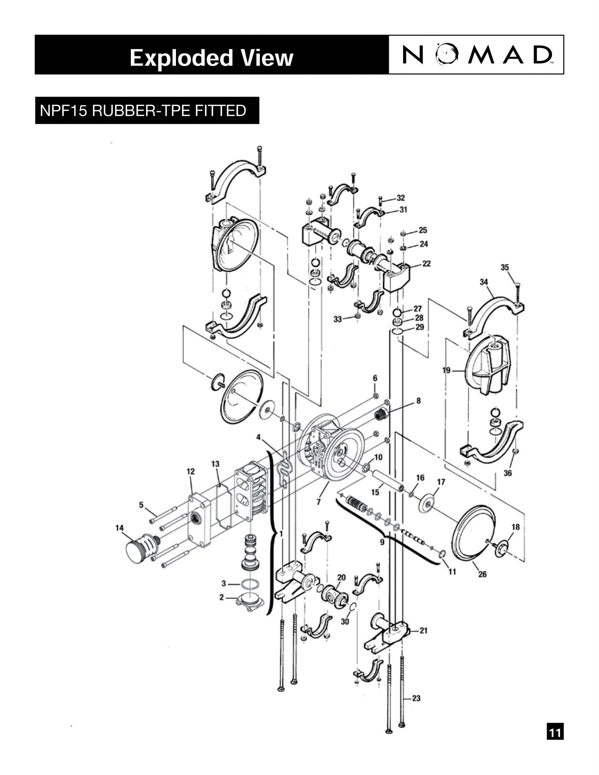1/2" (13 mm) Non-Metallic Rubber/TPE-Fitted Air-Operated Double ...